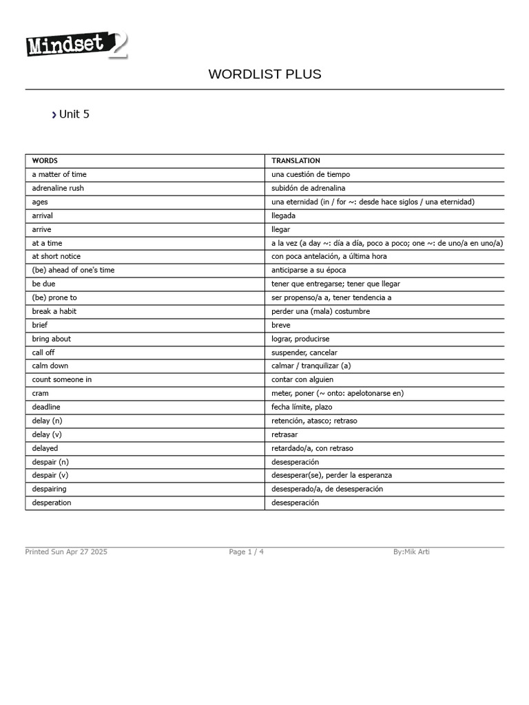 BurlingtonEnglish - Wordlist Plus | PDF