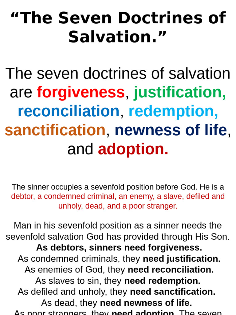 Seven Doctrines of Salvation Explained | PDF | Salvation | Justification (Theology)