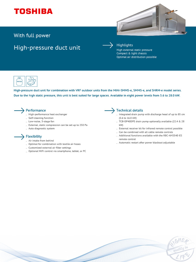 High-Pressure Duct Unit Specifications | PDF | Duct (Flow) | Air ...