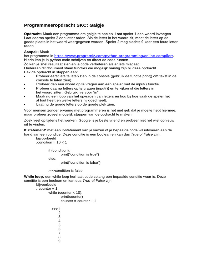 Programmeeropdracht | PDF