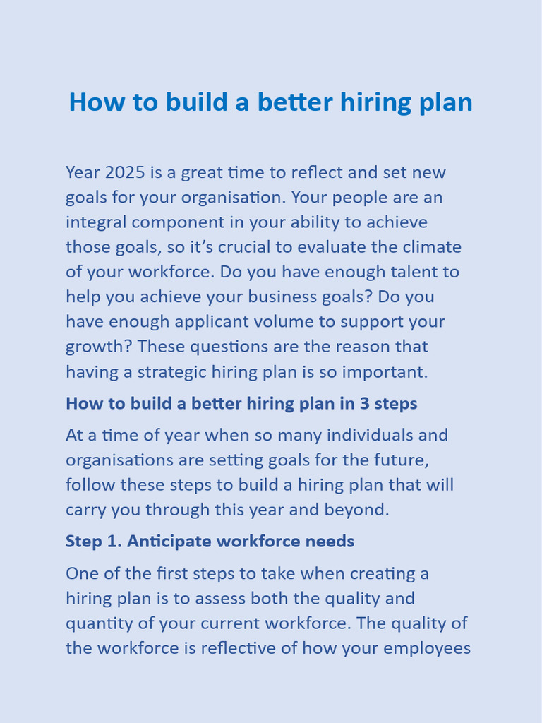 Build a Strategic Hiring Plan 2025 | PDF | Recruitment | Employee Retention