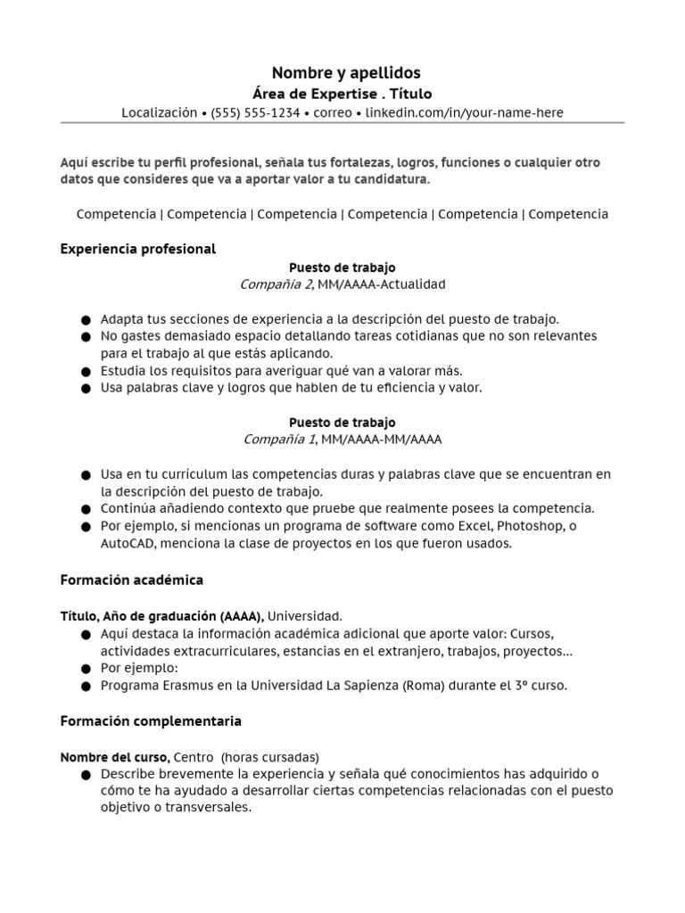 CV Modelo para ATS 2 | PDF