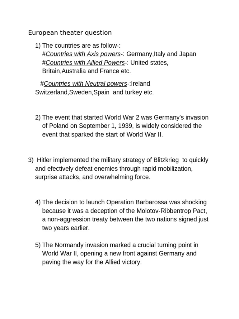 European Theater Question | PDF