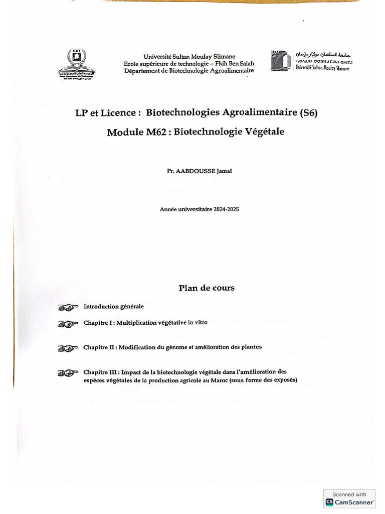 Biotechnologie Végétale 1-1 | PDF