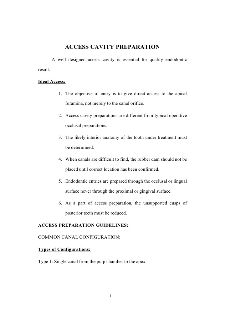 Access Cavity Preparation | PDF | Human Tooth | Periodontology