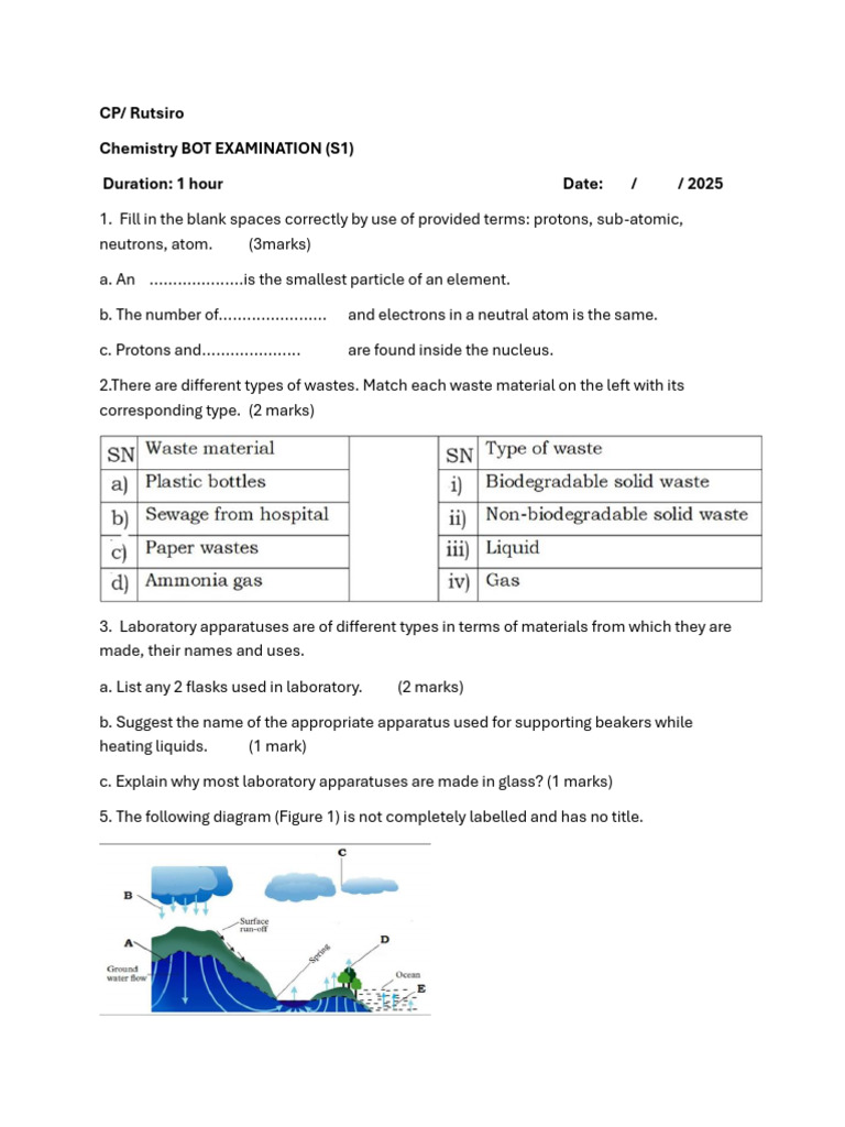 S1 Chemistry Examination Guide | PDF