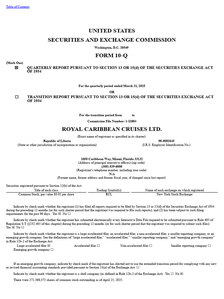 RCL (Royal Caribbean Cruises Ltd.) (10-Q) 2025-04-29.pdf_ | PDF ...