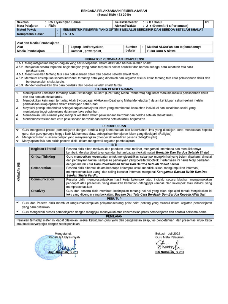 RPP, PROTA, Promes FIkih SMT 1&2 TP 2022-2023 SITI NURASIAH | PDF