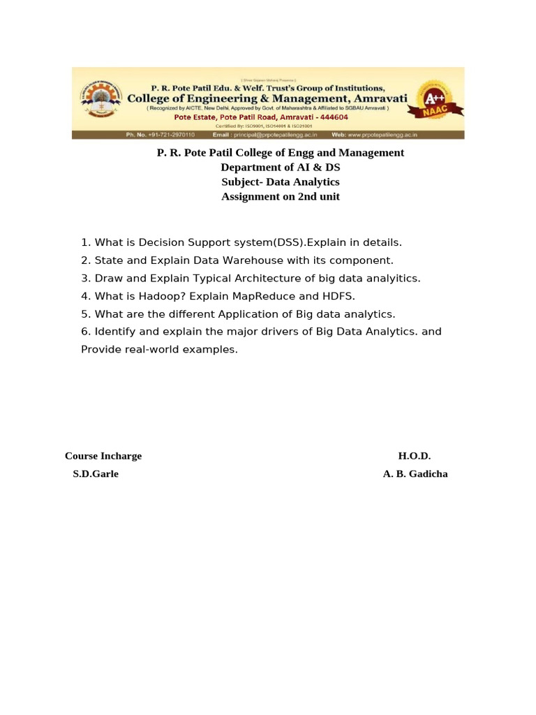 P. R. Pote Patil College of Engg and Management Department of AI & DS ...