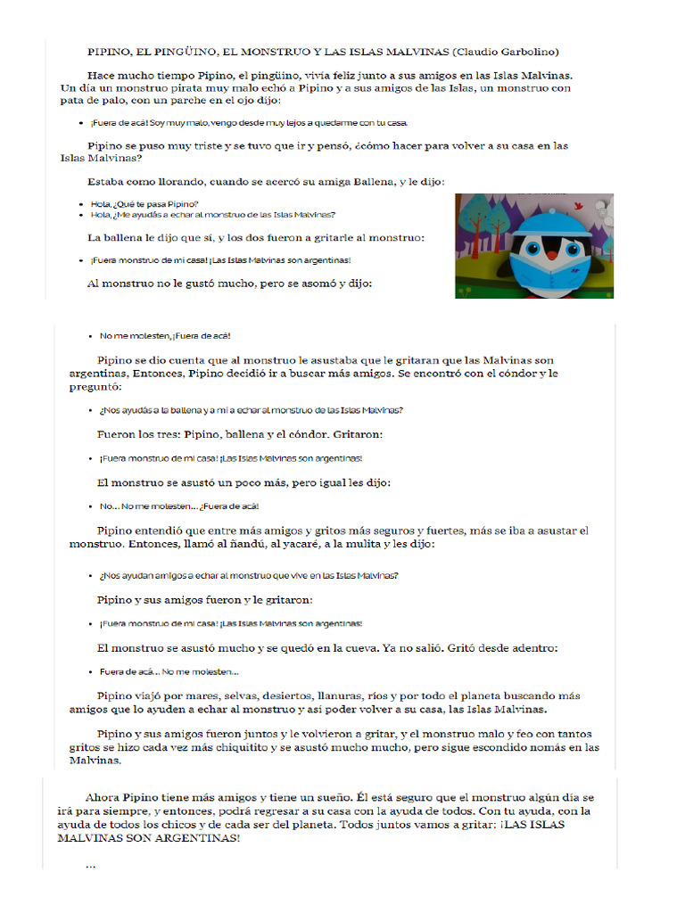 Cuento Pipino El Pinguino | PDF