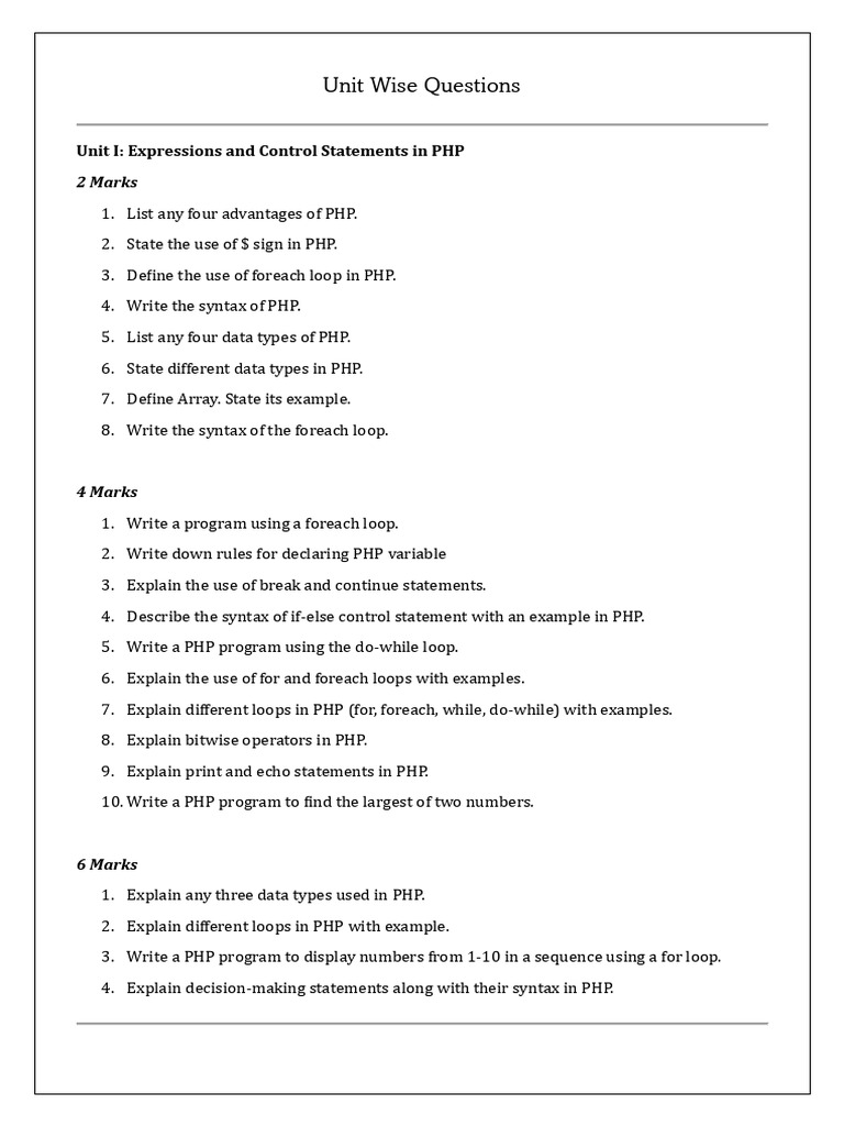 Unit Wise Questions of WBP | PDF | Http Cookie | Method (Computer Programming)