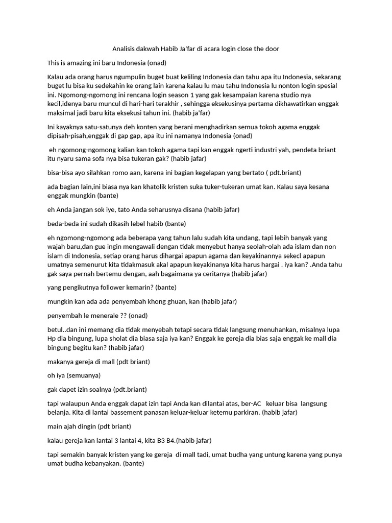 Toleransi Beragama dalam Dakwah Habib Ja'far | PDF