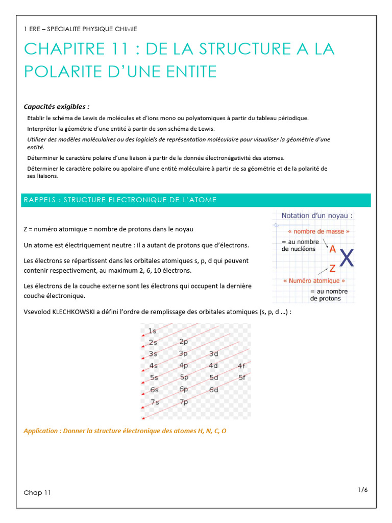 Polarité des molécules et liaisons chimiques | PDF | Liaison chimique ...
