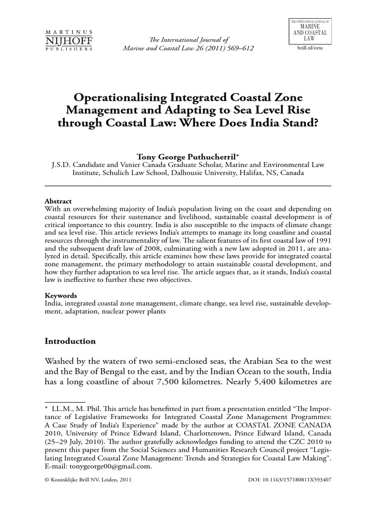 Operationalising Integrated Coastal Zone Management and Adapting To Sea ...