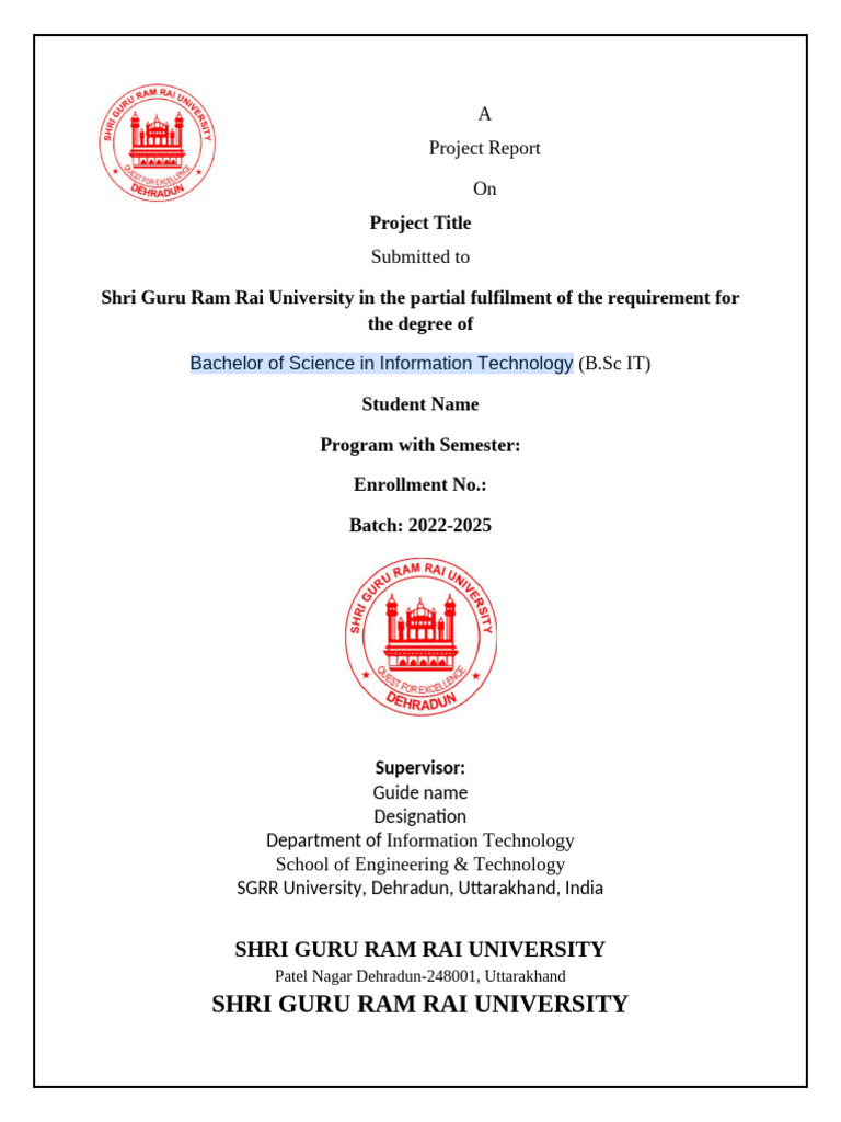 B.SC IT Project Template New | PDF