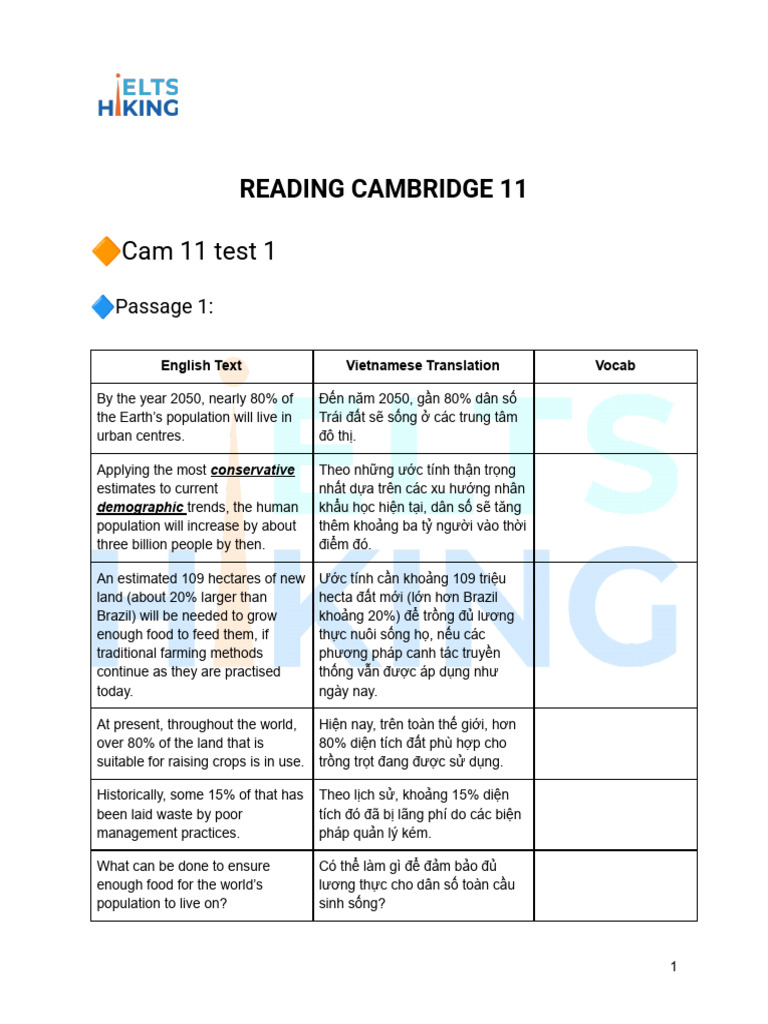 Ielts Hiking - c11 - Ielts Reading Test Correction | PDF
