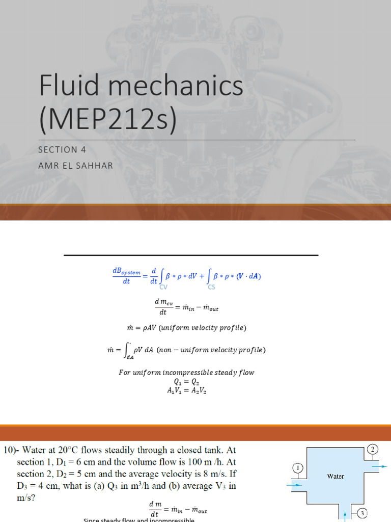 Section4 (Bernoulli and Continuity) | PDF | Fluid Dynamics | Process Engineering