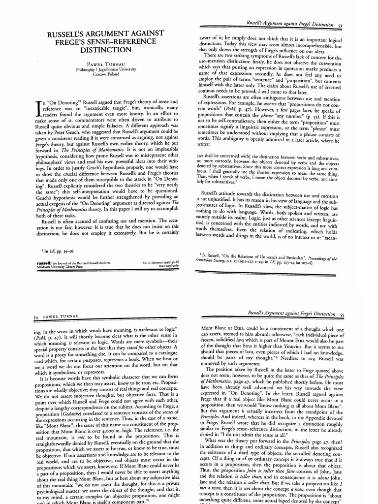 Russell | PDF | Gottlob Frege | Logic
