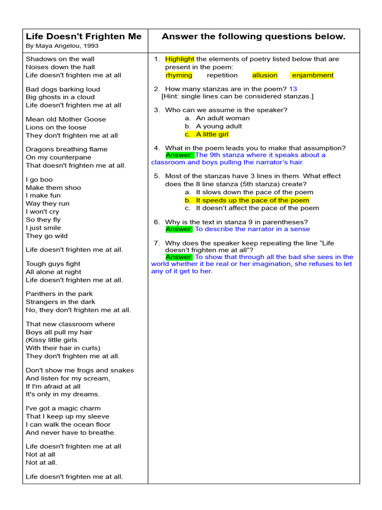 Daquan 2a. Life Doesn't Frighten Me | PDF | Poetry