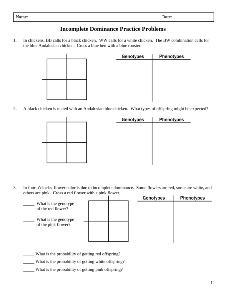 Student Avery Solomon - Incomplete Dominance + Codom Problems | PDF ...