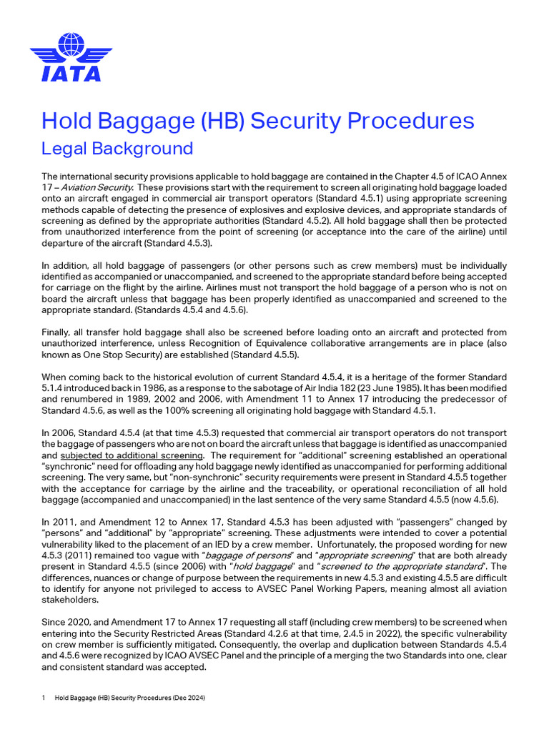 Hold Baggage Security Procedures 2024 | PDF | Baggage | Airlines