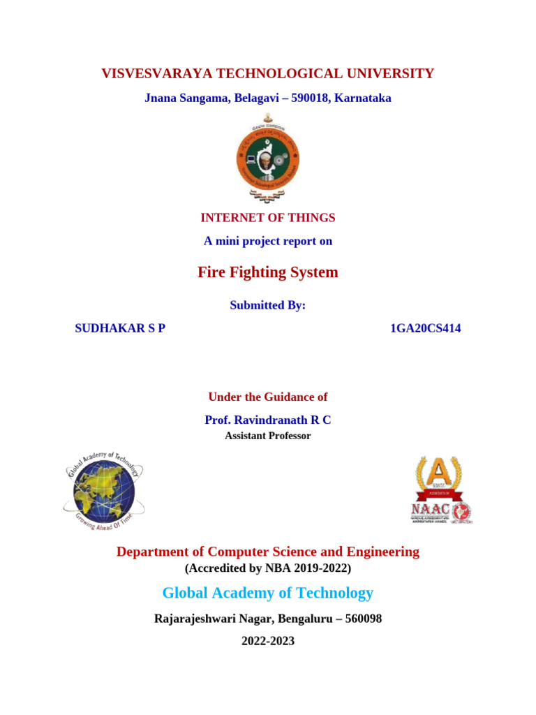 IoT - Project - Front Pages Fire Fighting System Surya | PDF | Internet Of Things | Computer ...