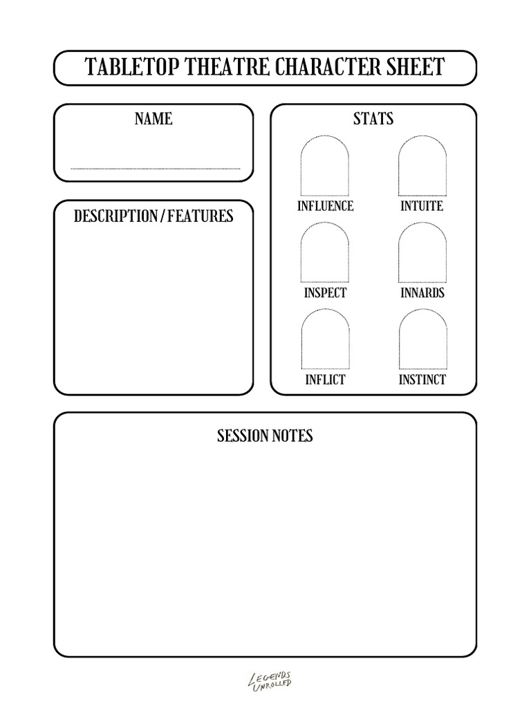 Tabletop Theatre Character Sheet | PDF