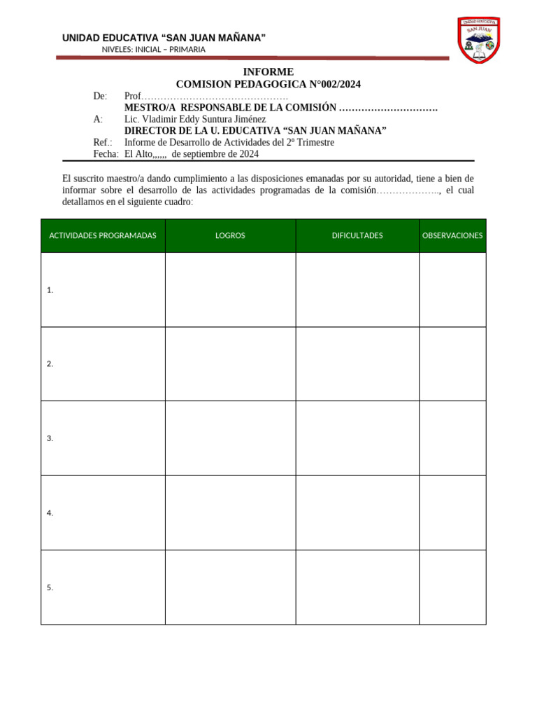 Formato Informe Comisiones | PDF