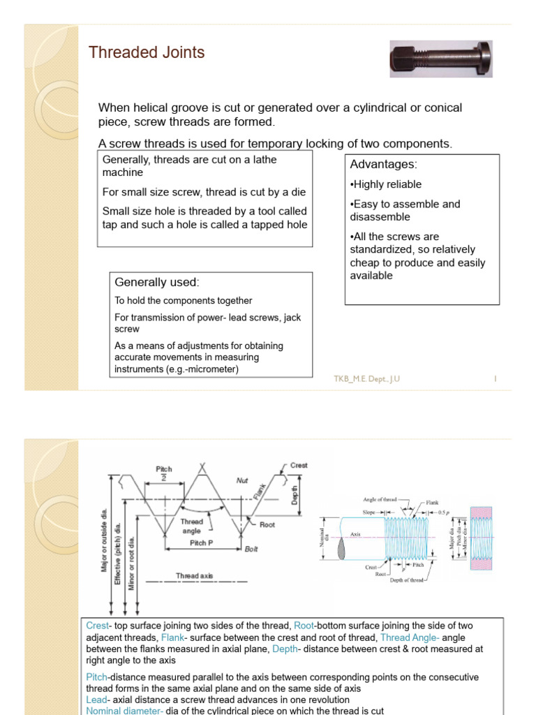 Overview of Threaded Joints | PDF | Screw | Stress (Mechanics)