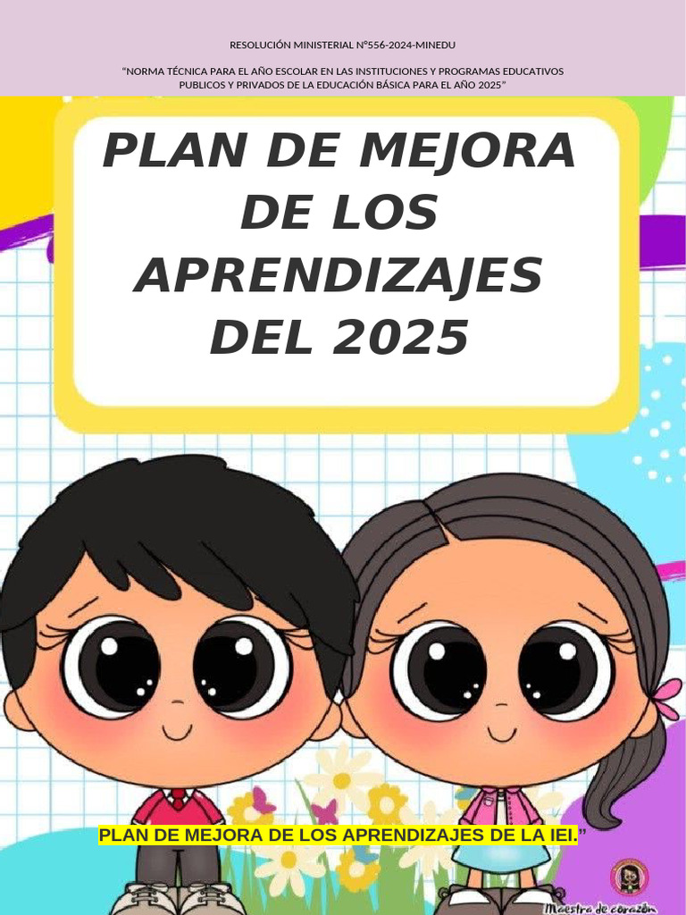 Plan de Mejora de Aprendizajes 2025 | PDF | Evaluación | Aprendizaje
