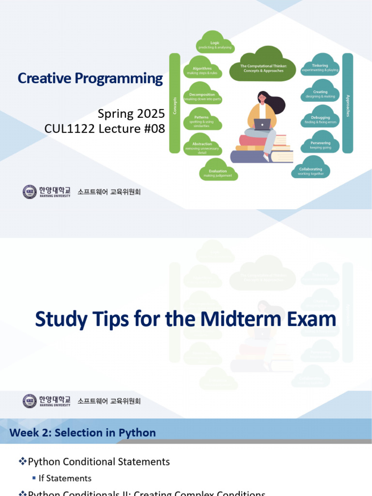 (CreativeProgramming) Lecture8 - Study Tips For The Midterm Exam | PDF | Control Flow ...