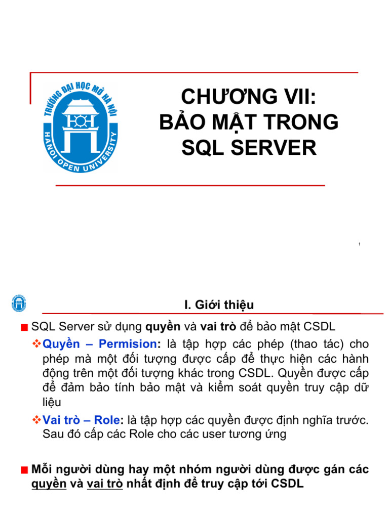 (Buổi 9) - C7-Phân quyền-C8-Sao Lưu Phục Hồi | PDF