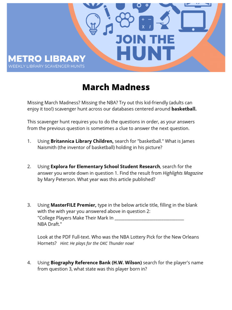 Scavenger-Hunt-March Madness - 1 | PDF