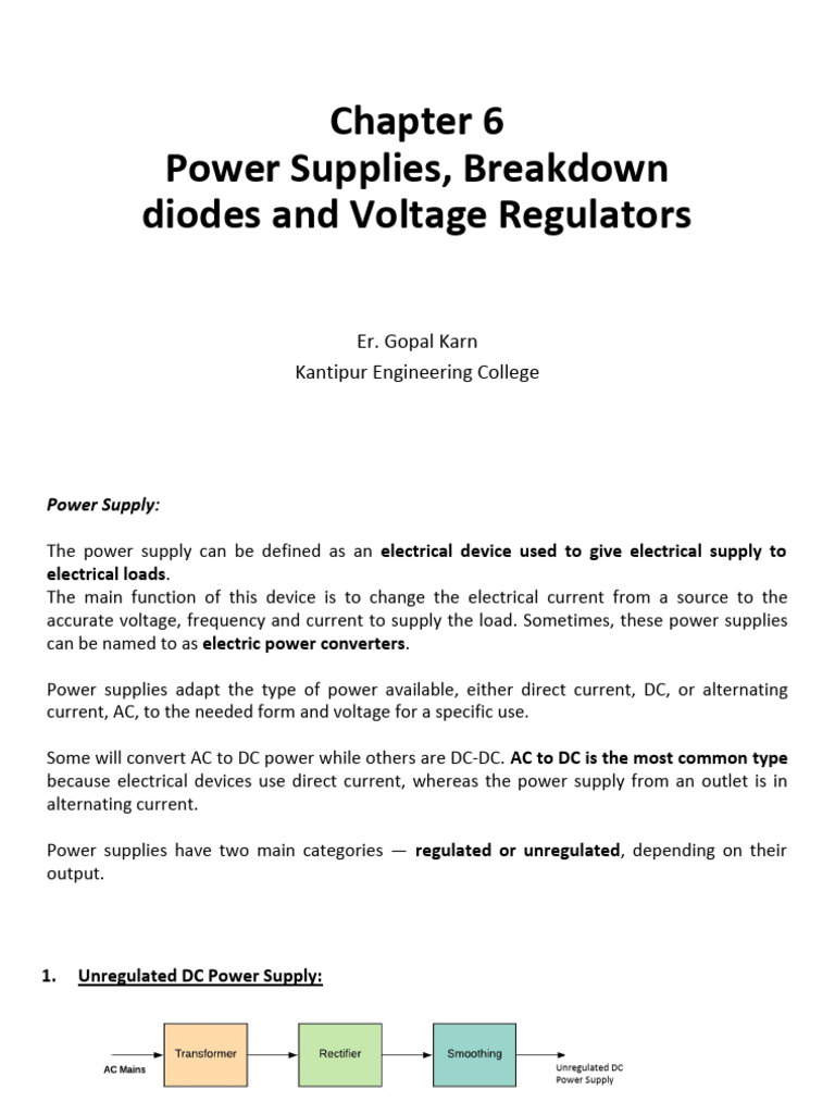 Lecture 1 | PDF | Power Supply | Rectifier
