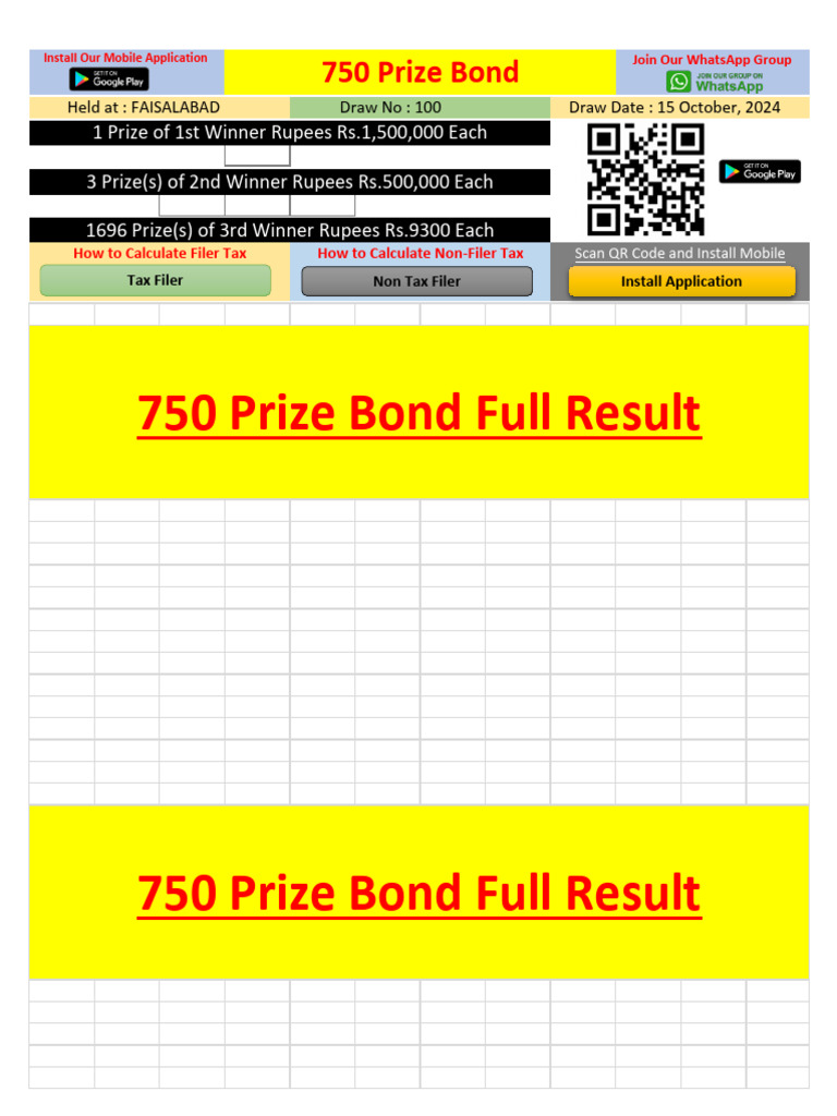 750 Prize Bond Draw Results - Oct 2024 | PDF
