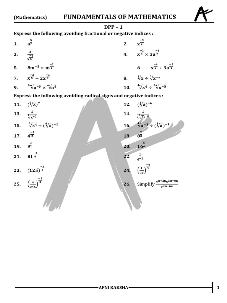 DPP - 01 _ Fundamentals Of Mathematics | PDF | Mathematics
