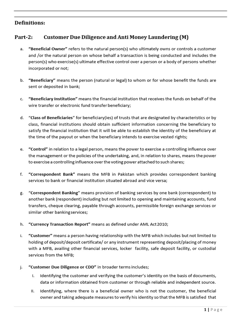 C3 Revised AML CFT Regulations MFBs | PDF | Identity Document | Wire ...