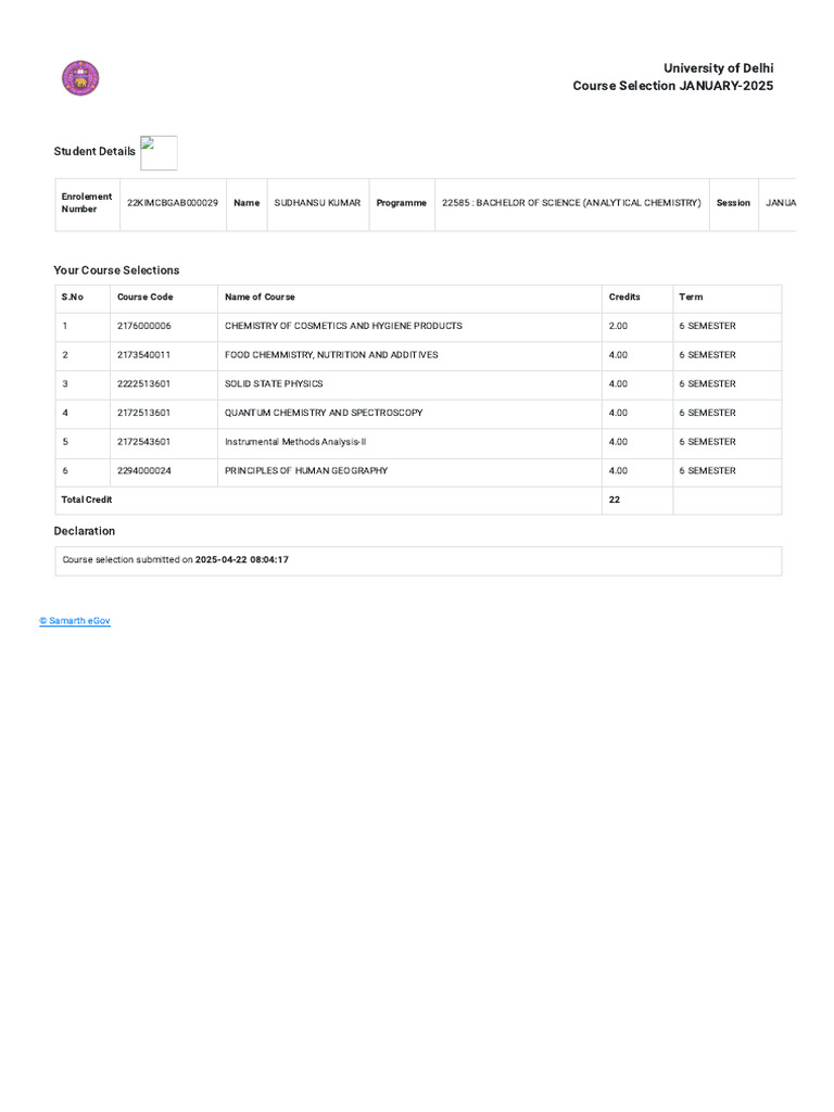 Course Selection Pdf