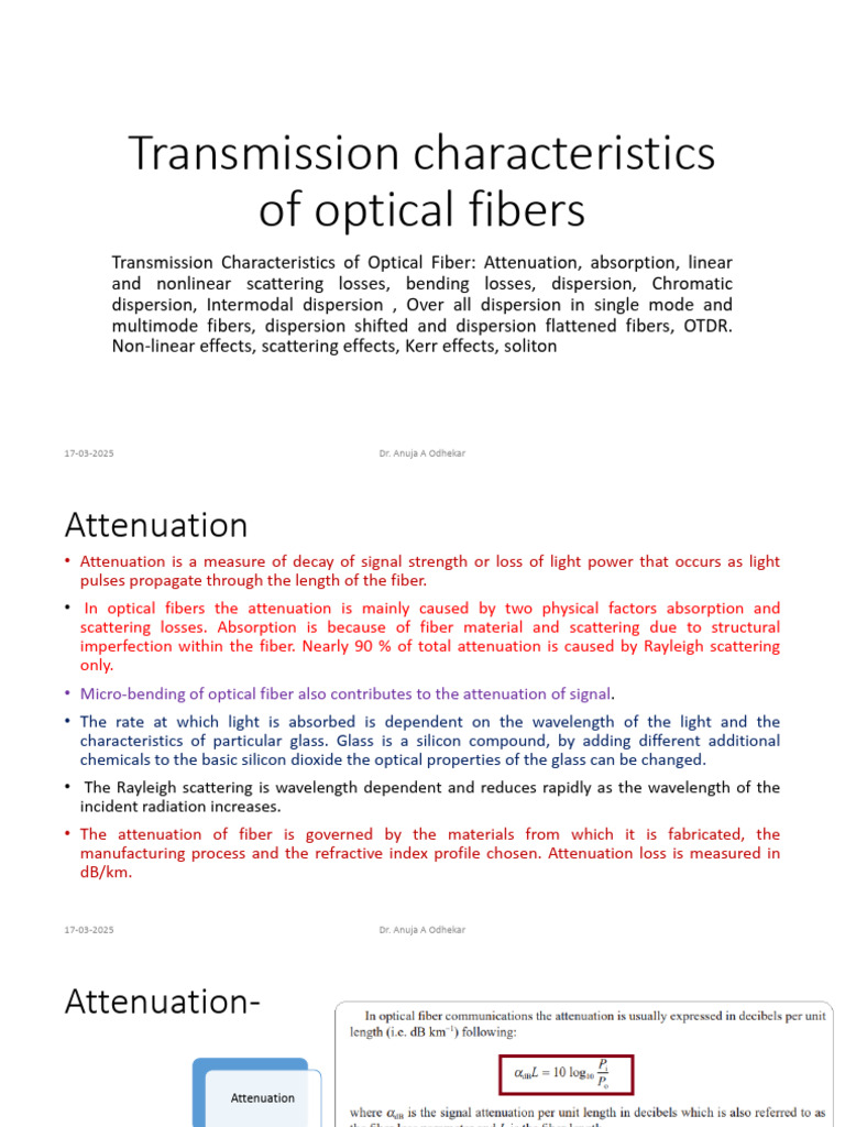 Module 2 - Transmission Characteristics of Optical Fiber | PDF ...