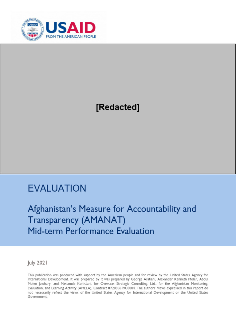 Usaid Amanat 2021 | PDF | Evaluation | Accountability