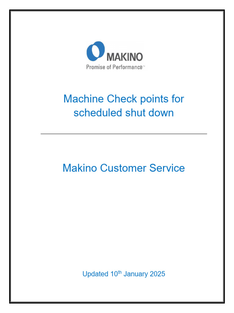 Makino Machines Check Points For Scheduled Shutdown 2025 | PDF ...