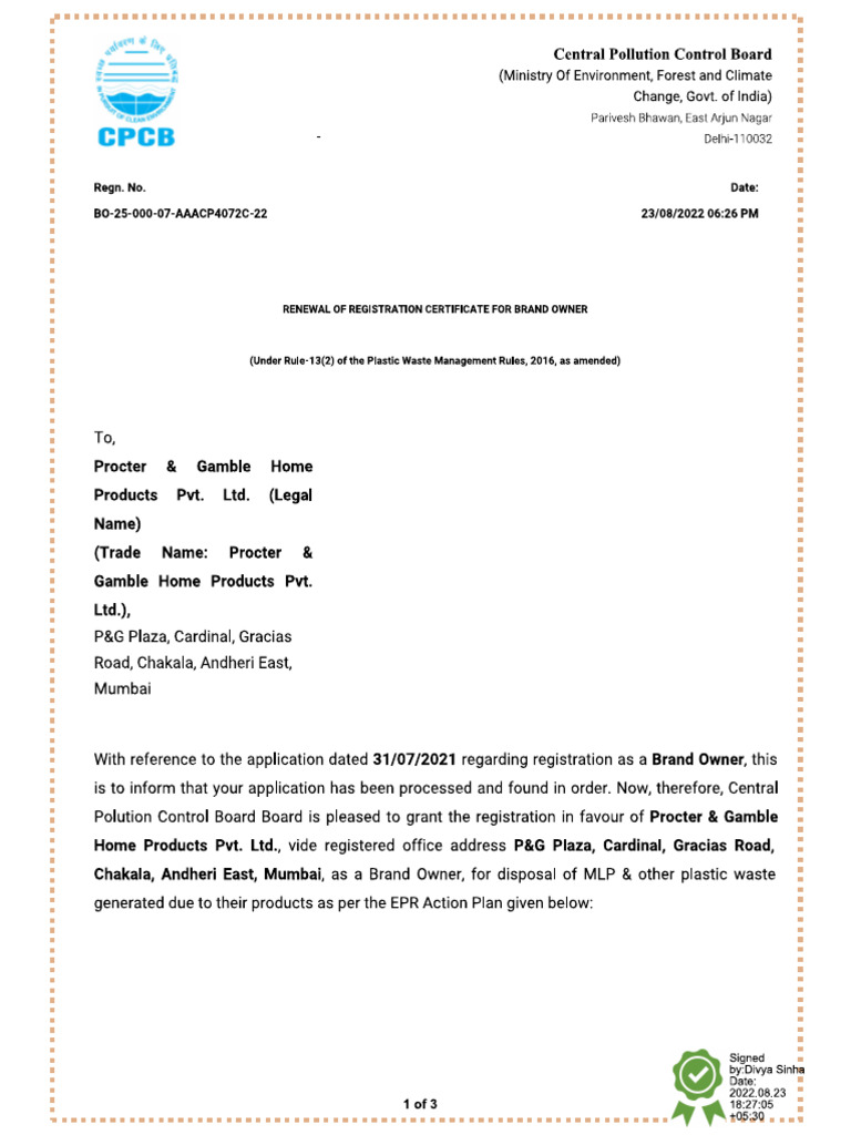 PGHP Brand Owner Certificate 2022 | PDF