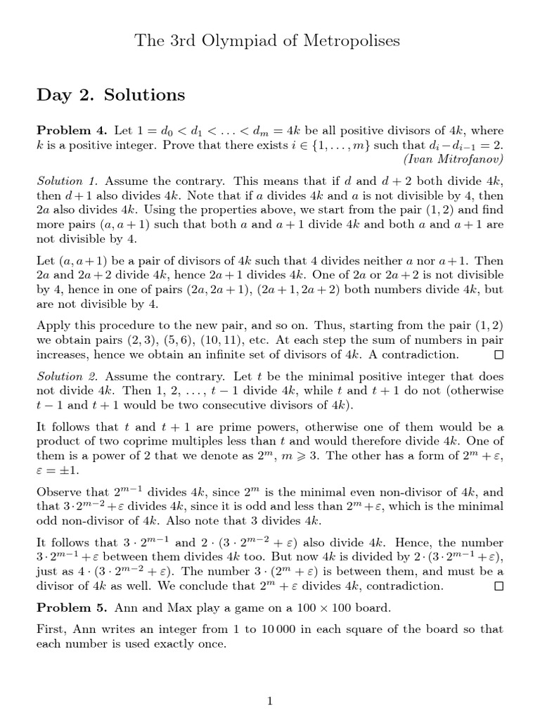 Metropolises 2018 Math Day2 Solutions en | PDF | Triangle | Elementary Mathematics