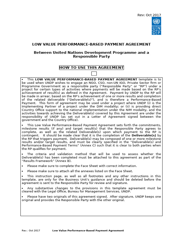 non un PPM_Design_Low Value Performance Based Payment Agreement | PDF ...