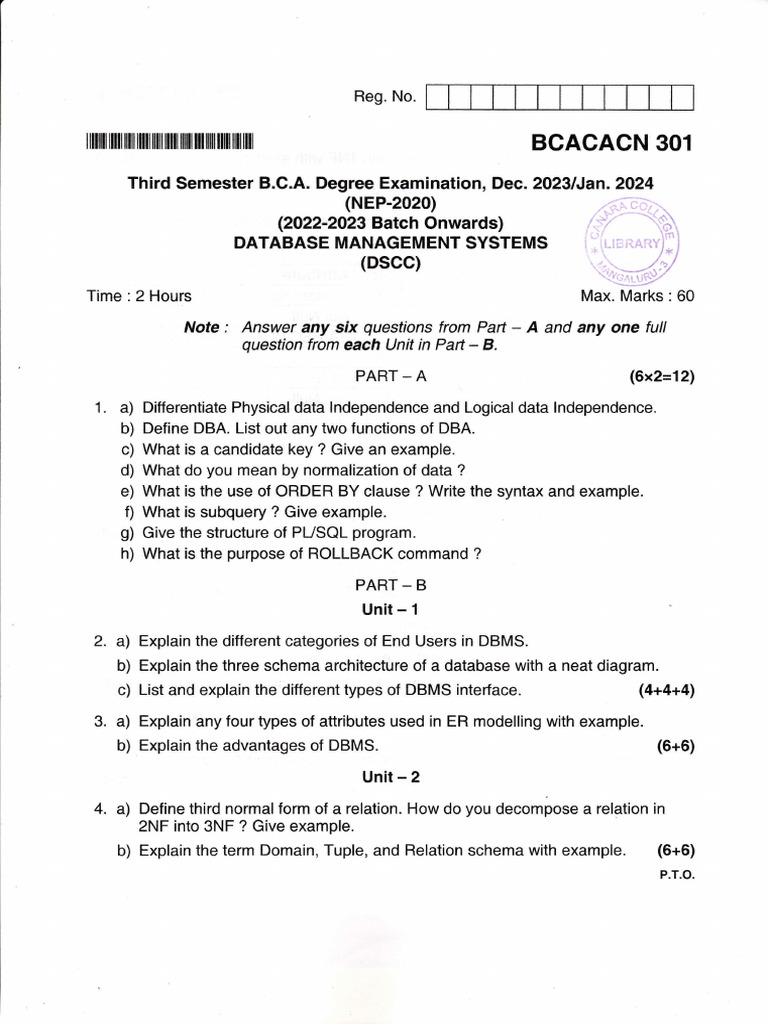 NEP BCA III Sem Database Management Systems | PDF | Databases | Pl/Sql