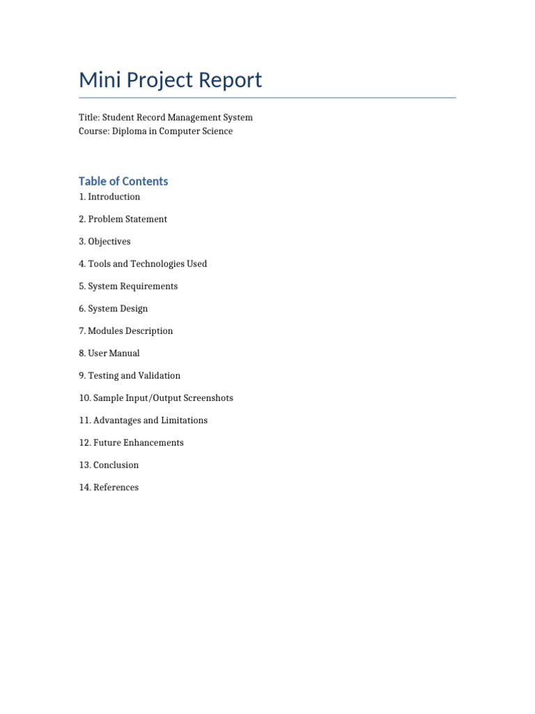 Student Record Management Report | PDF