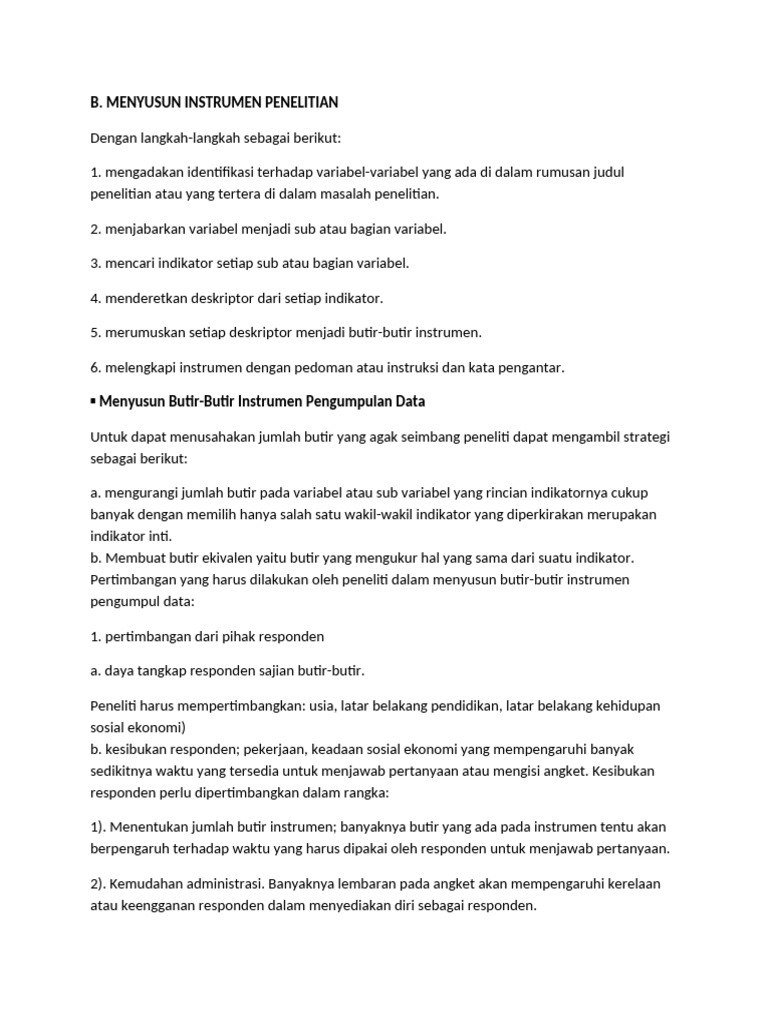 Cara Menyusun Instrumen Penelitian | PDF