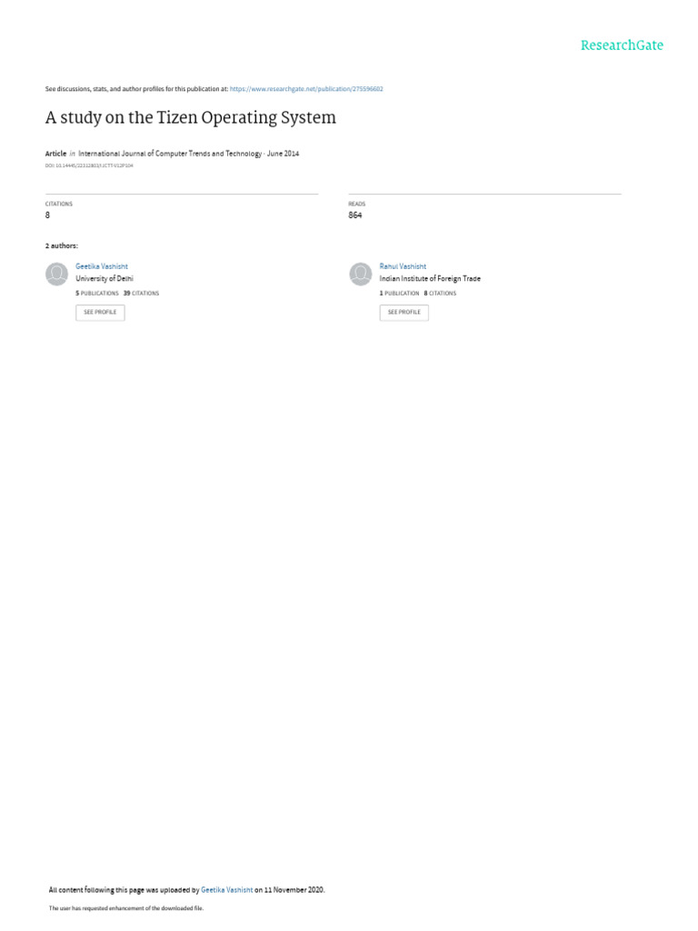 A Study On The Tizen Operating System | PDF | Mobile Software | Computing