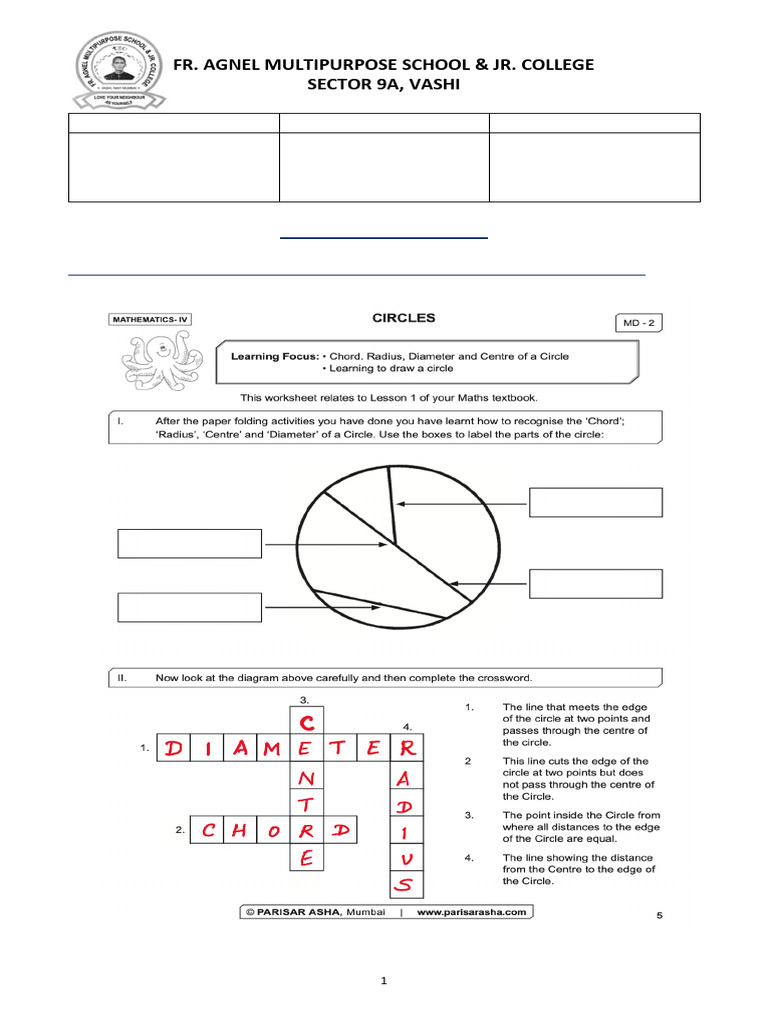 Answer Key - H.W - Chapter 1 - Geometrical Figures - Module4 - Math - STD IV | PDF