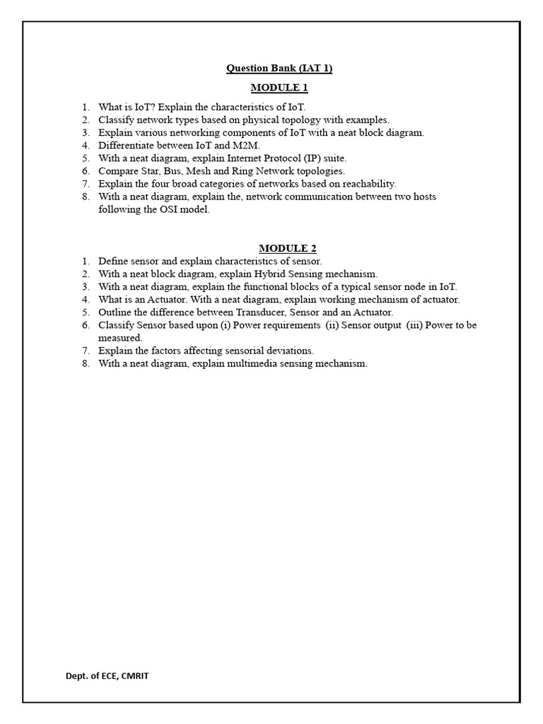 IAT1 Question Bank | PDF